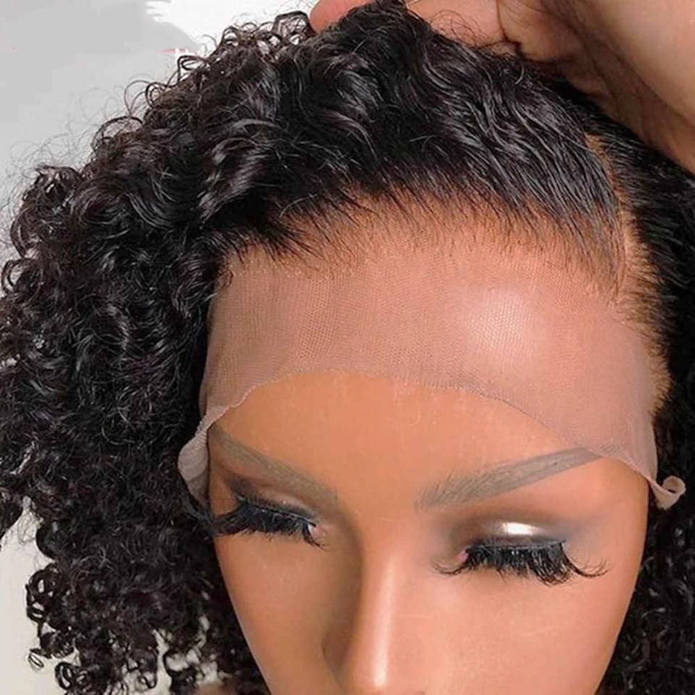 14-18inch Kinky Curly Glueless Breathable Cap Undetectable 13*4 Lace H ...