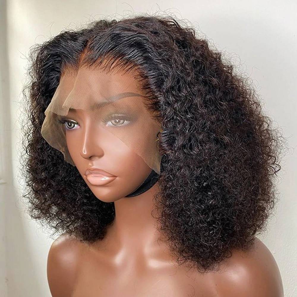 14-18inch Kinky Curly Glueless Breathable Cap Undetectable 13*4 Lace H ...
