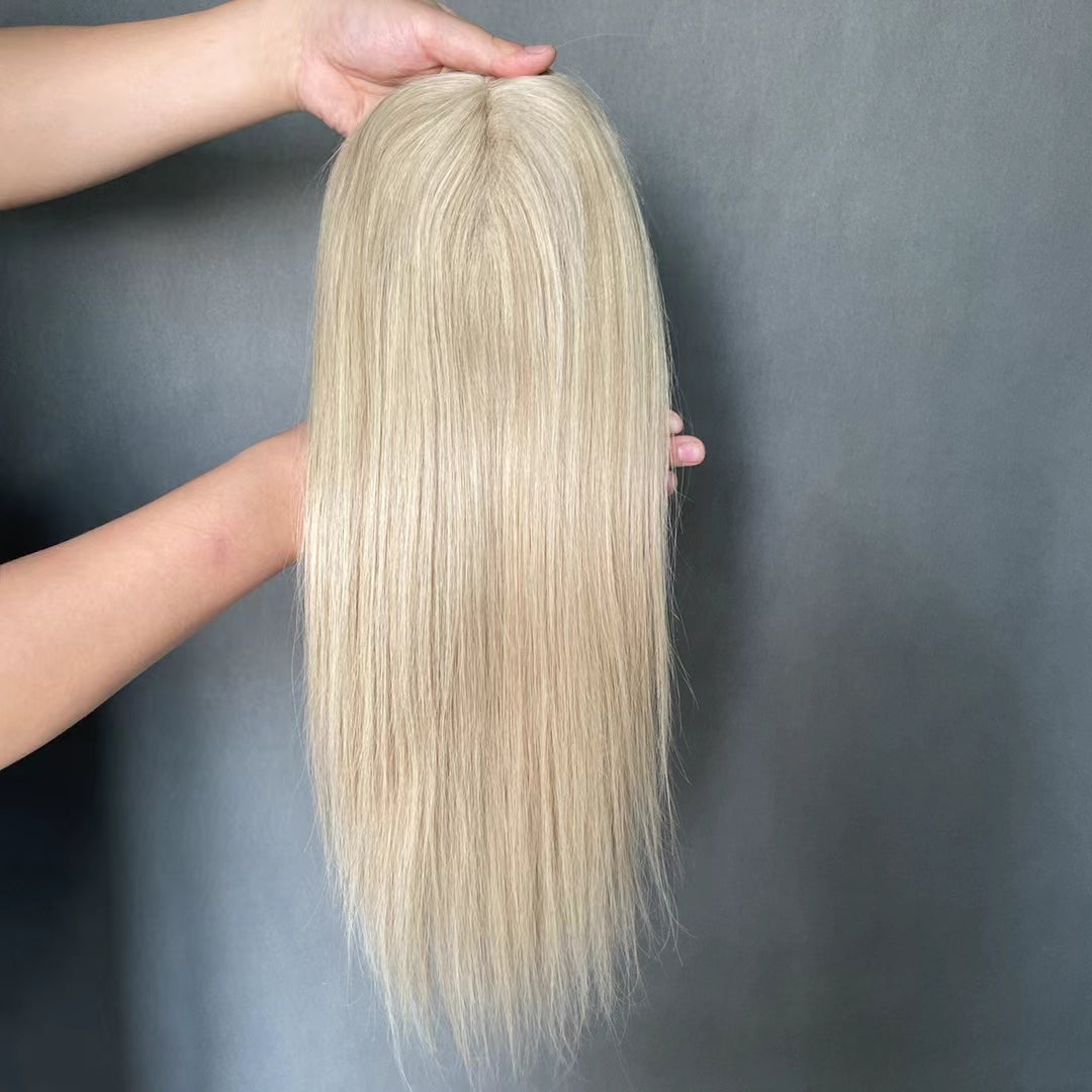 14-22 inch Silk Base Fringe Clip European Remy Human Hair Topper ...