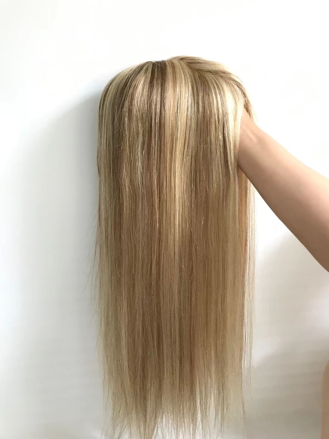 14-18inch Breathable Silk base + PU Blonde Highlight 6"*8" Virgin Huma ...