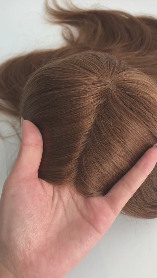 Caramel Brown Fish Net Silk Base Virgin Human Hair Topper – Ulofey Wigs